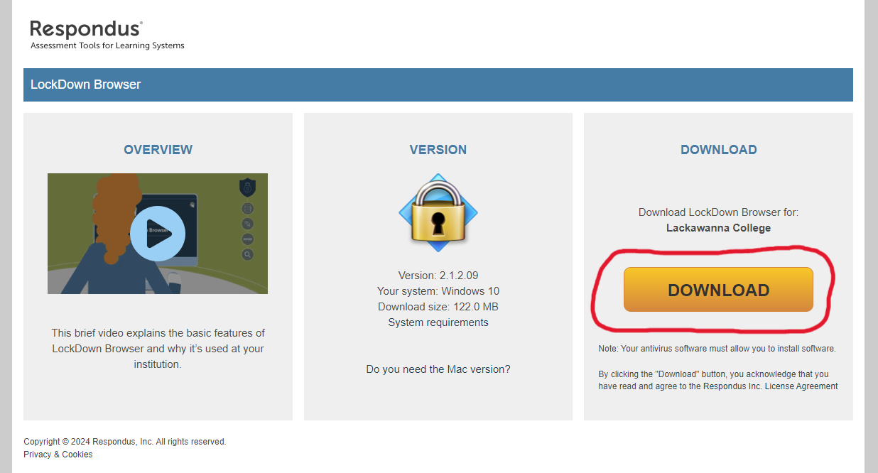 How to Install and use Respondus LockDown Browser – Lackawanna College